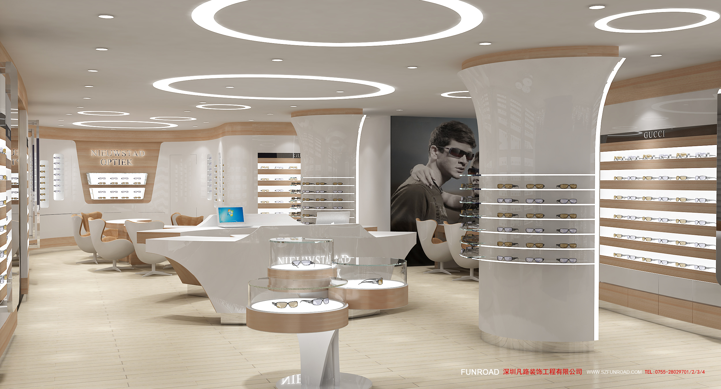 Retail Modern Showcase Counter for Optical Reveal Ark | Funroadisplay