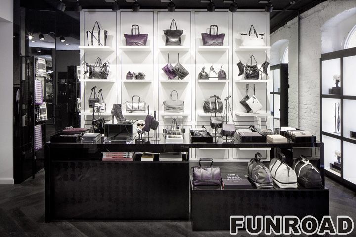 Custom shopping mall display stand, mall center handbag tower slatwall ...
