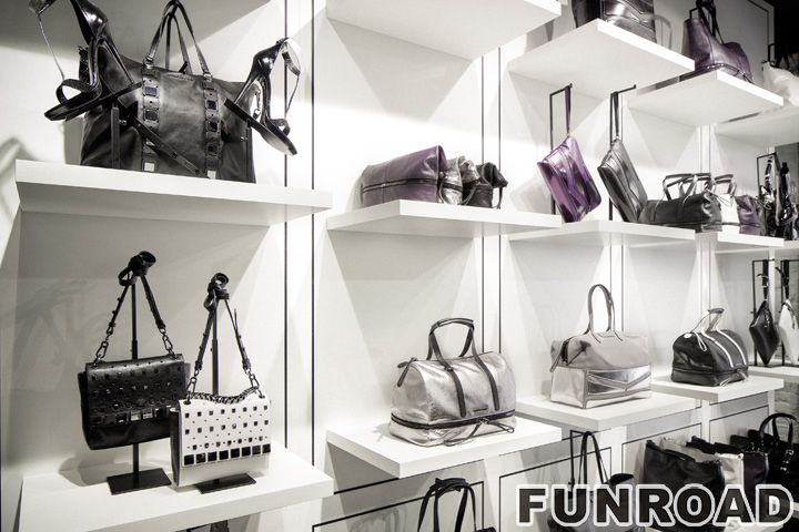 Custom shopping mall display stand, mall center handbag tower slatwall ...