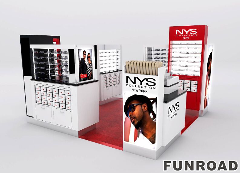 NYS Custom Sunglass Display Showcase with Reception Counter | Funroadisplay