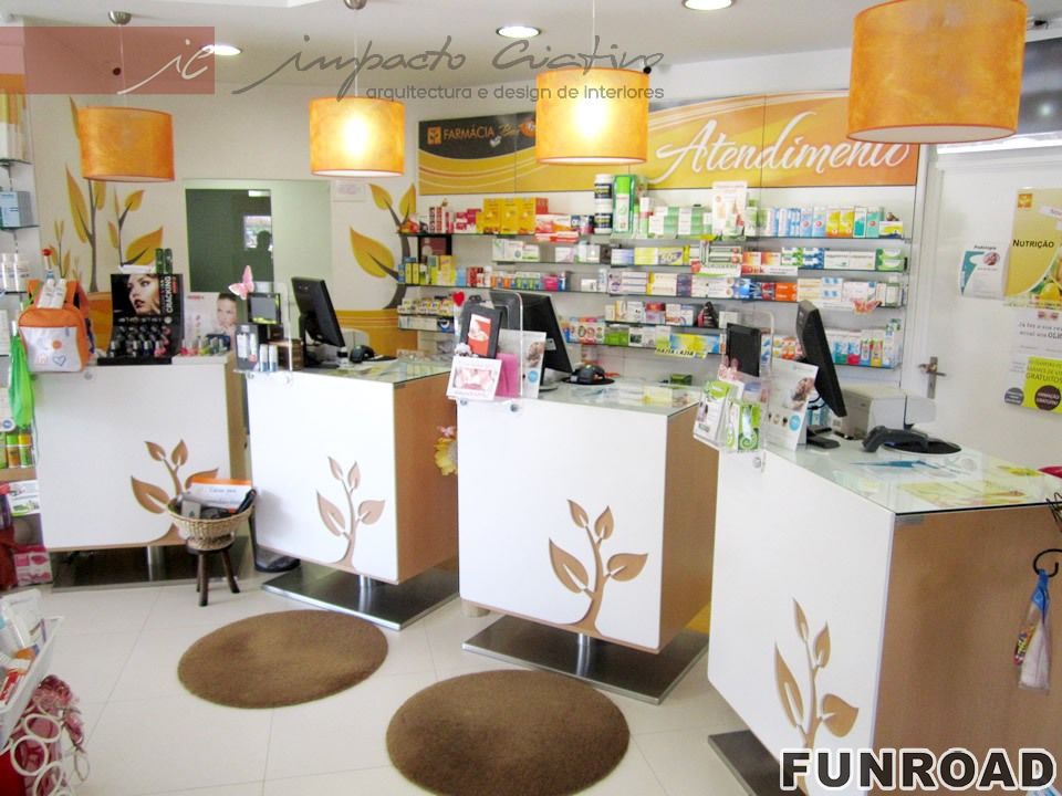 Glass Wall-mounted Pharmacy Showcase for Drug Store Decor | Funroadisplay