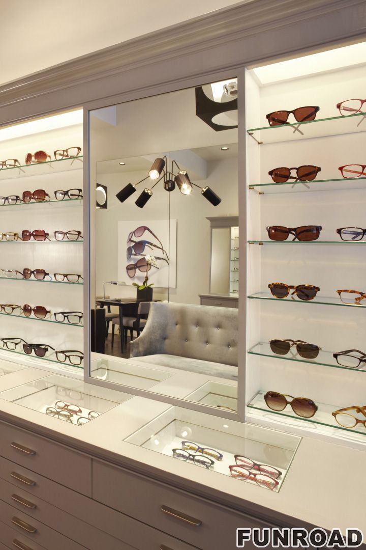 Wood Optical Display Showcase with Glass Cabinet | Funroadisplay