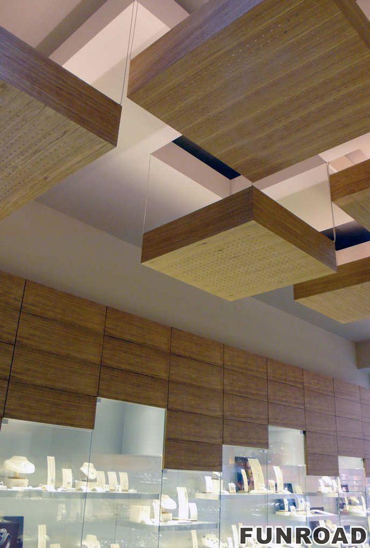 MDF display back counters veneered with wood grains for highend jewelry ...