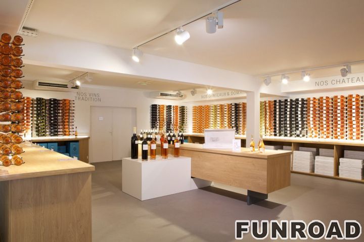 Retail wine store solid wood counter display design and cash counter ...