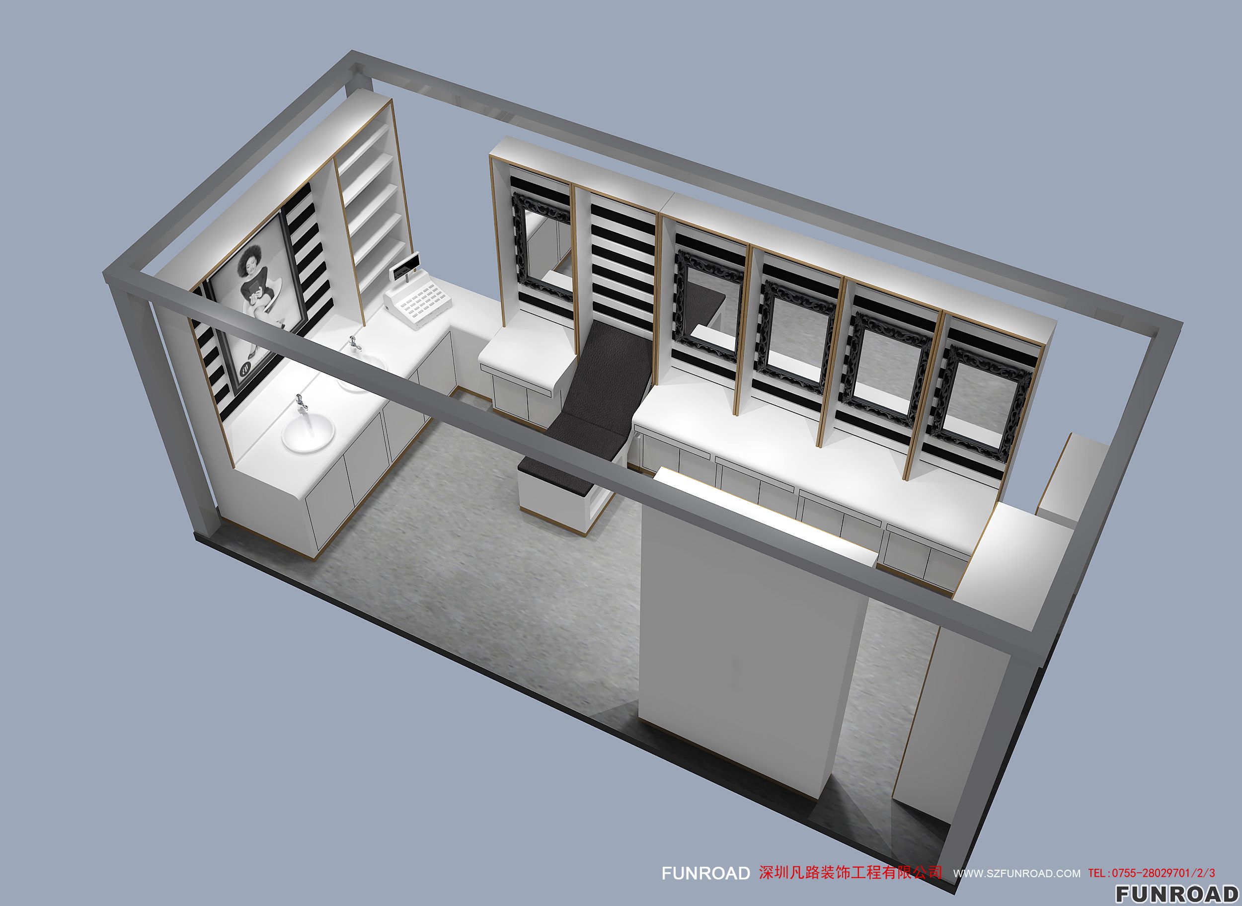 Customized Hair Salon Display Cabinet with Free Design | Funroadisplay