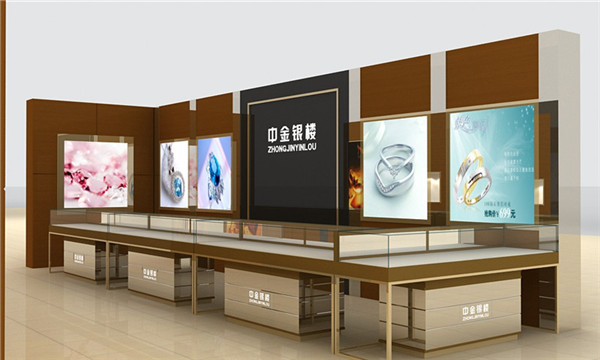 Design renderings of the jewelry exhibition counter of the gold and ...