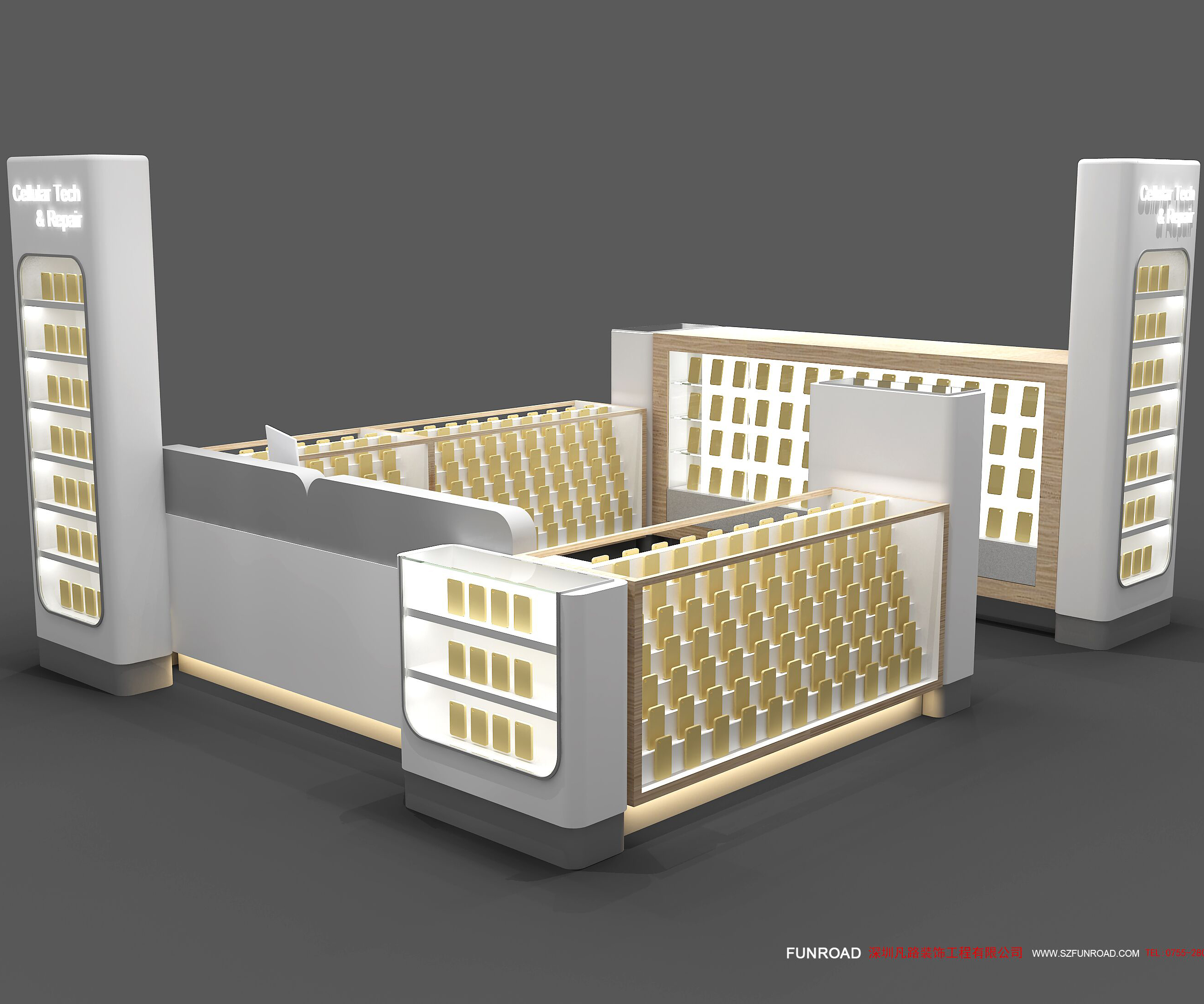 For Shopping Mall Glass Cell Phone Display Showcase with LED ...