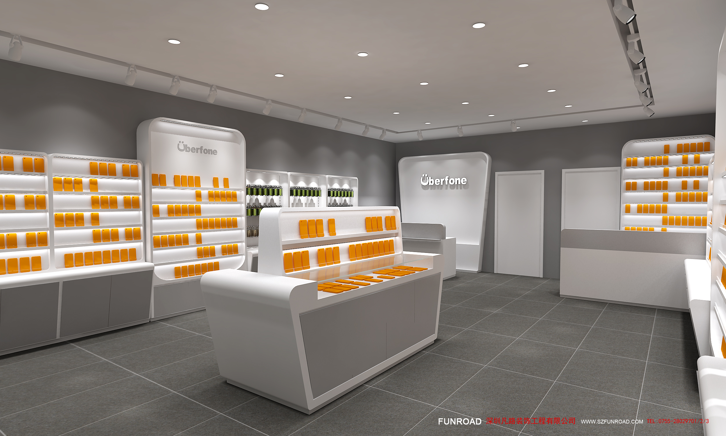 LED lighted wooden wall cabinet glass showcase for cell phone ...