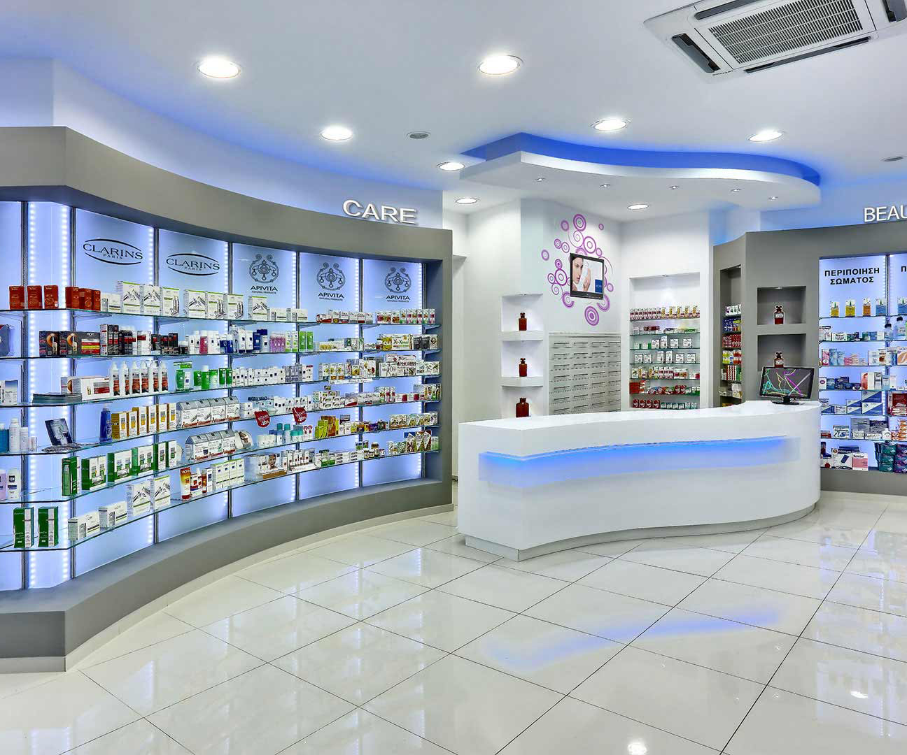 MDF Pharmacy Showcase Counter for Medical Store Design | Funroadisplay