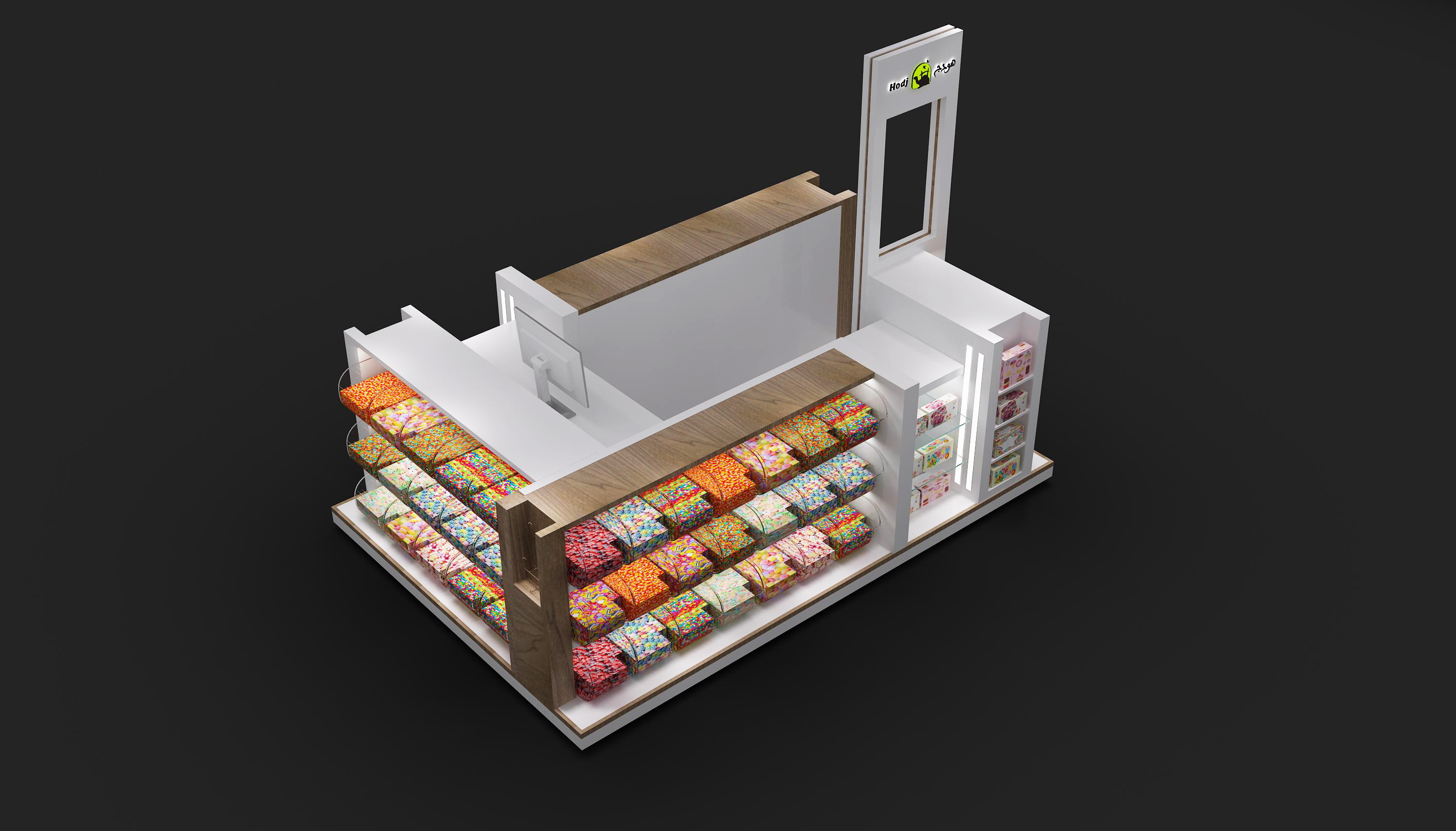 Portable candy kiosk free design with 3D drawing