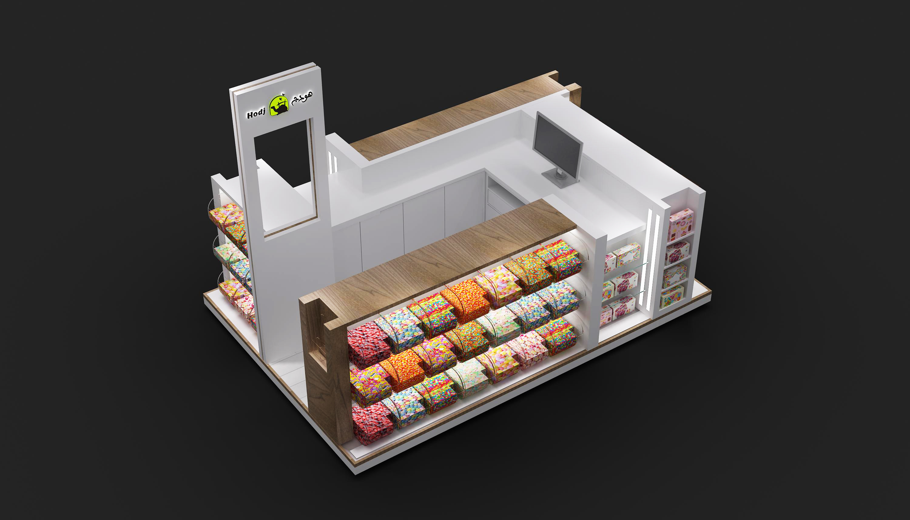 3D Drawing Portable Quality Food Kiosk for Candy Shop Display ...