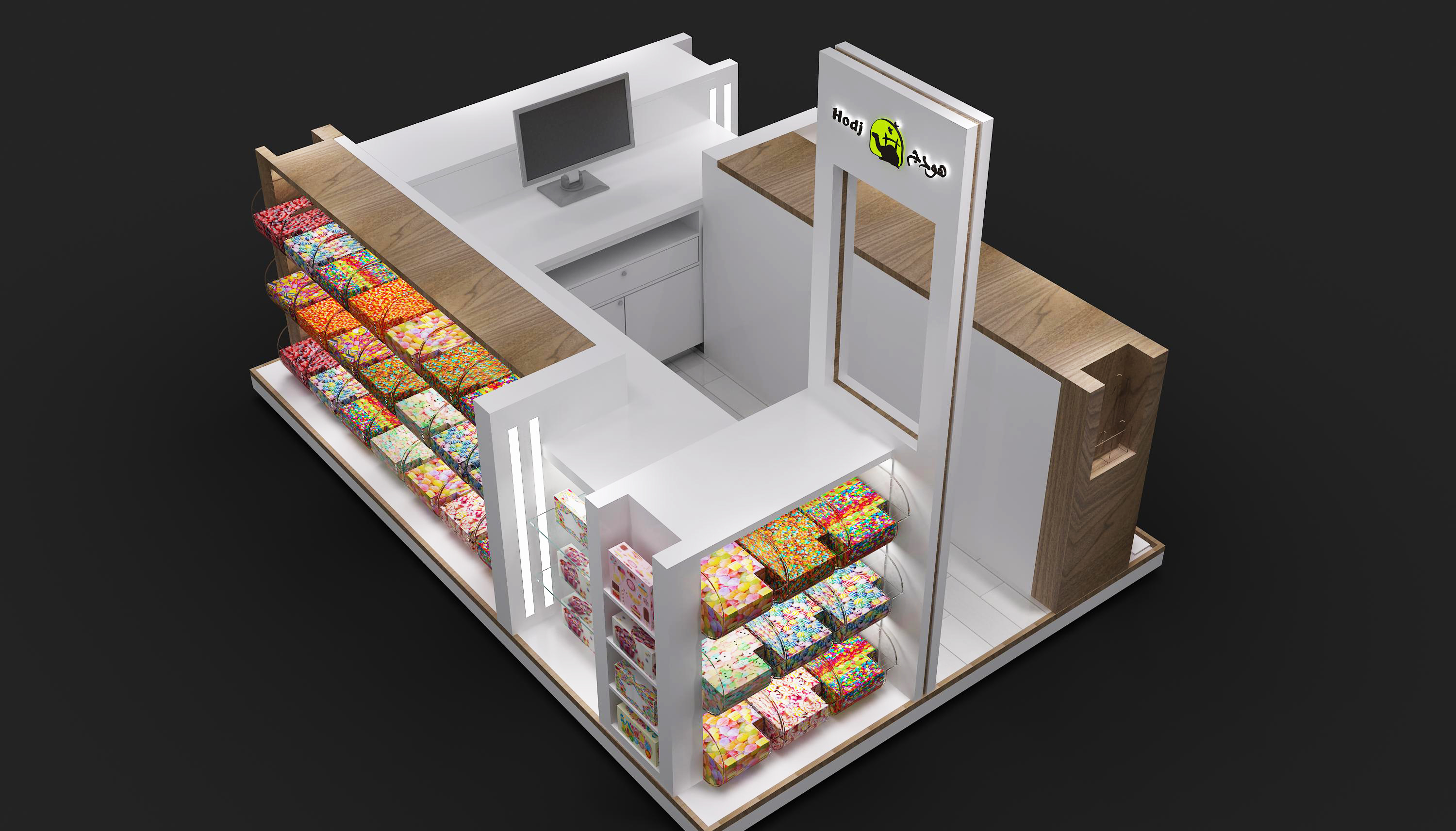 3D Drawing Portable Quality Food Kiosk for Candy Shop Display ...