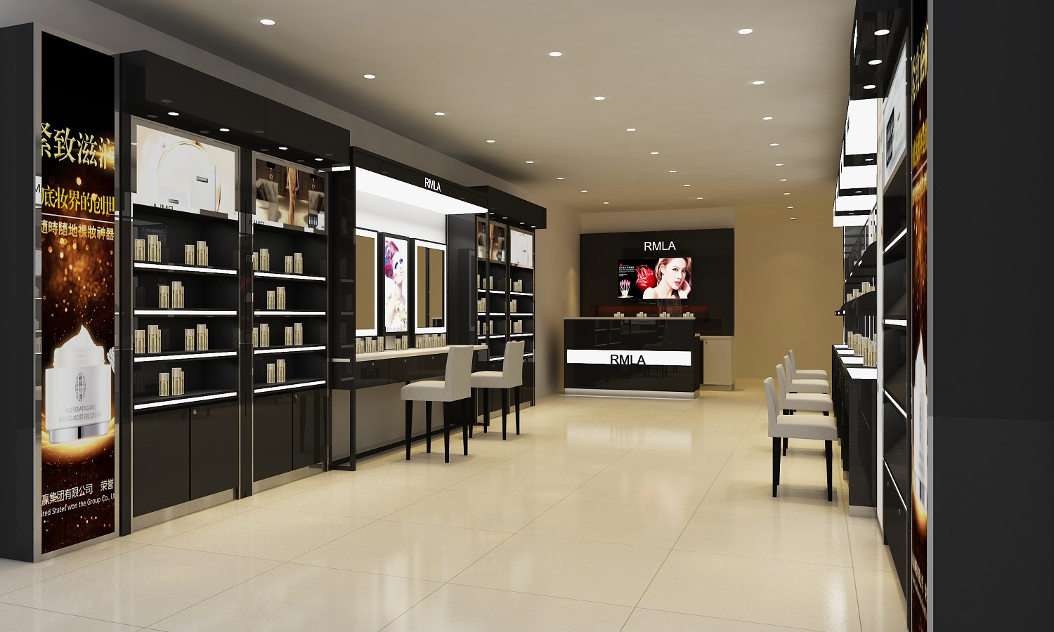 Cosmetic Retail Shop Make Up Table and Chair for Customer service