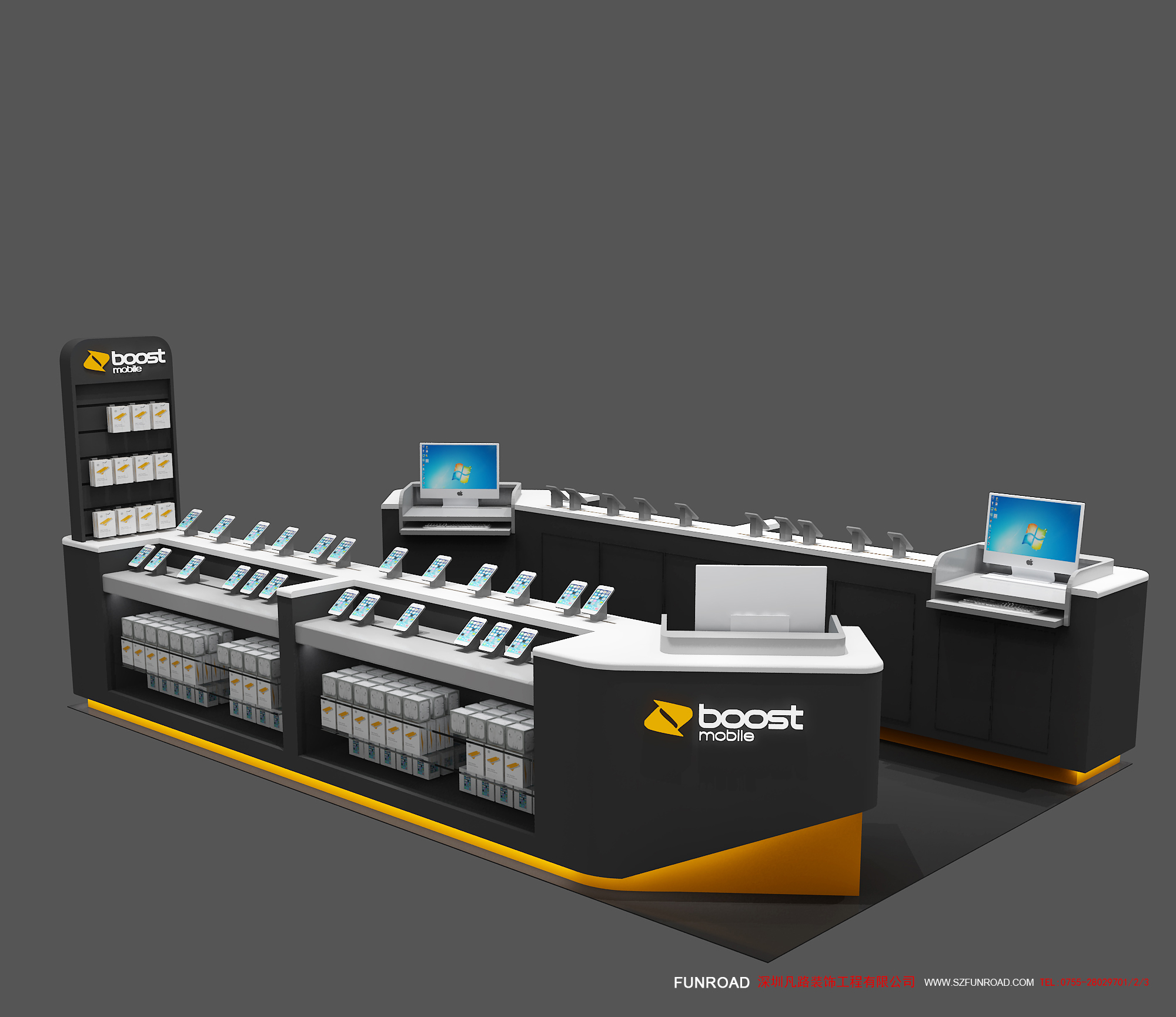For 3D Design Mobile Phone Display Kiosk with Repair Counter ...