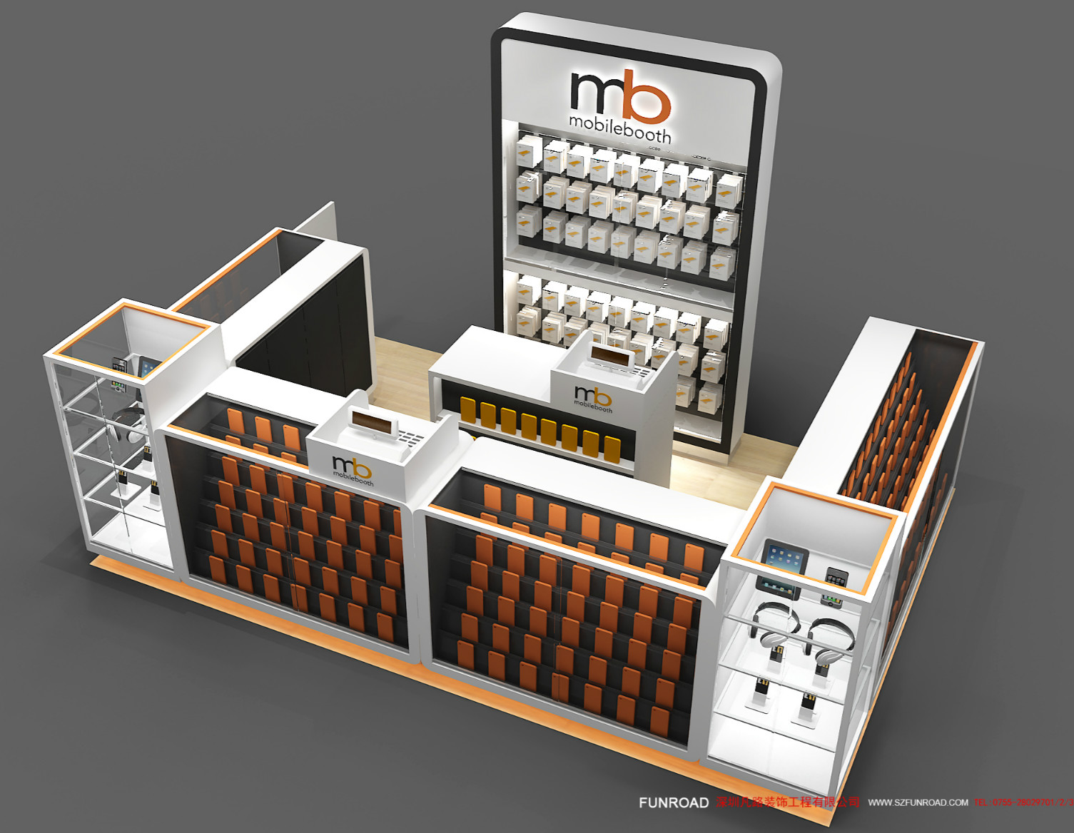 Wooden Phone Display Counter for Shopping Mall Furniture | Funroadisplay