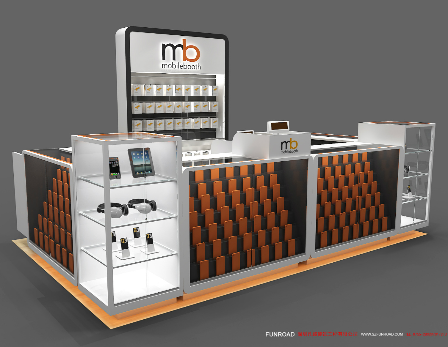 Wooden Phone Display Counter for Shopping Mall Furniture | Funroadisplay