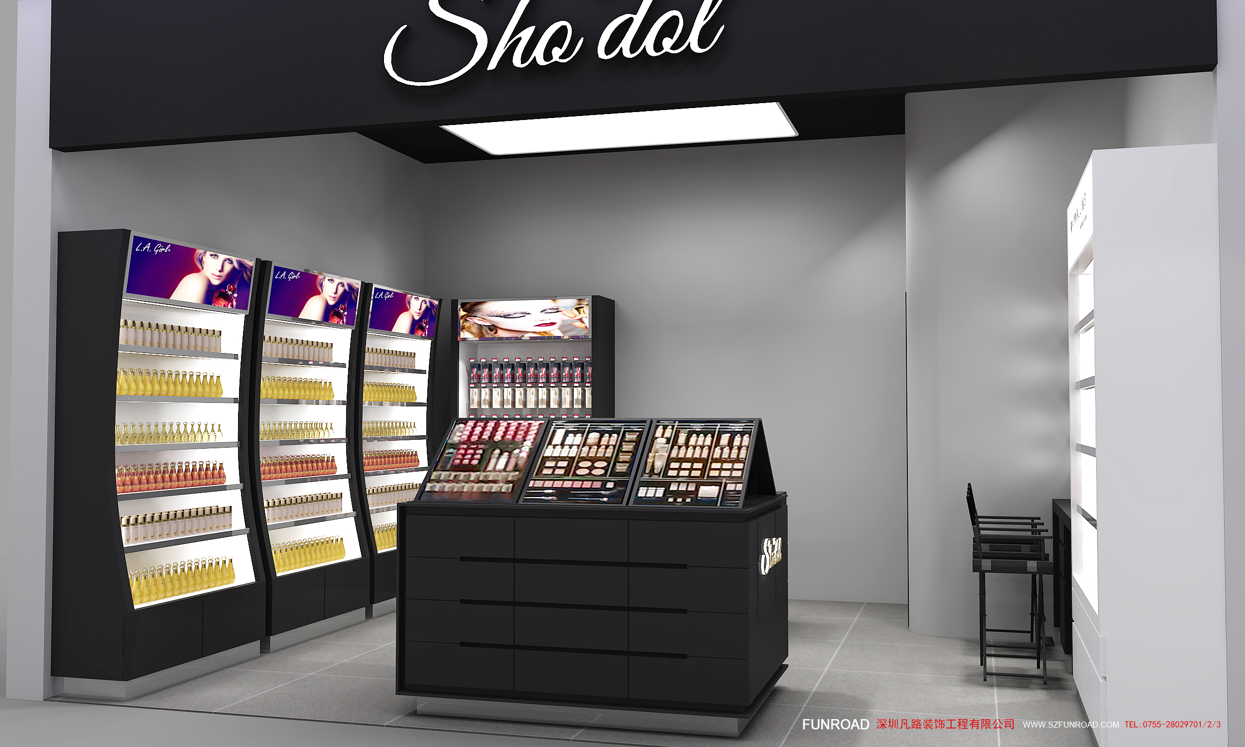 Wooden Cosmetic Display Showcase for Makeup Shop Decor | Funroadisplay