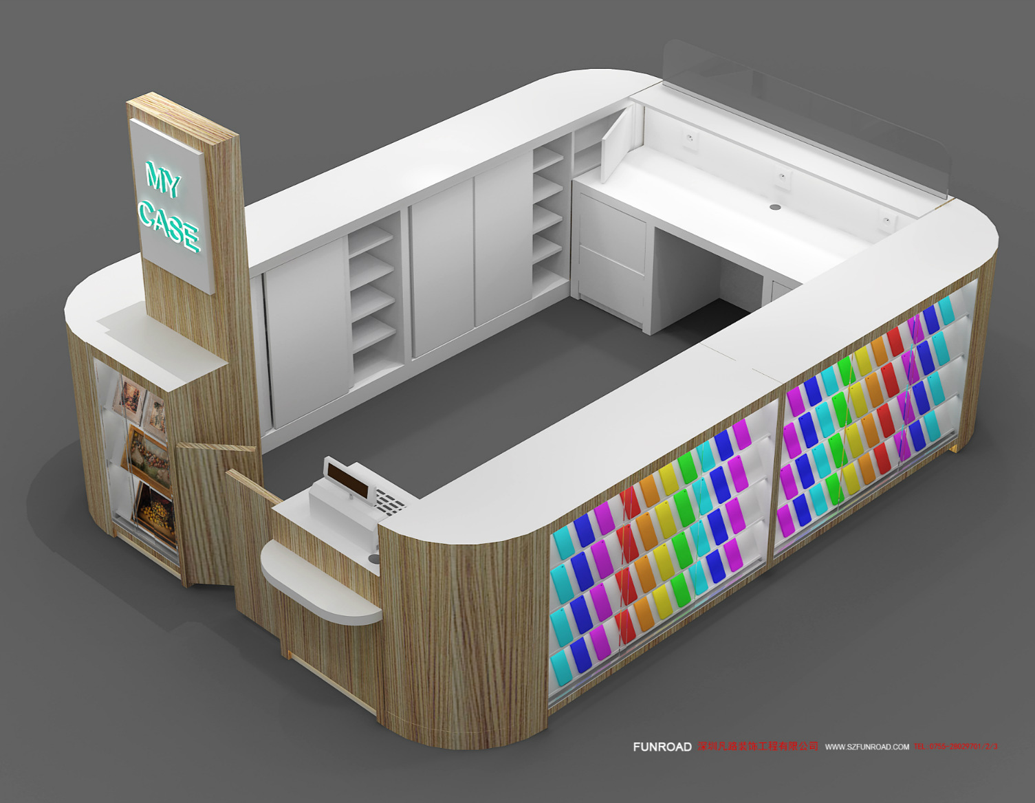 Hot Sale Brown Phone Display Counter for Phone Retail Store | Funroadisplay