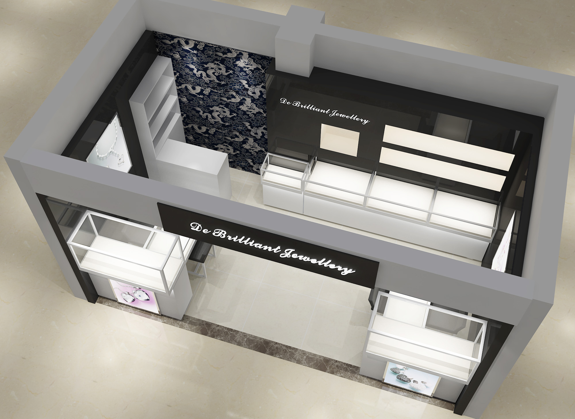 For Brand Store Jewelry Display Showcase with Glass Case | Funroadisplay