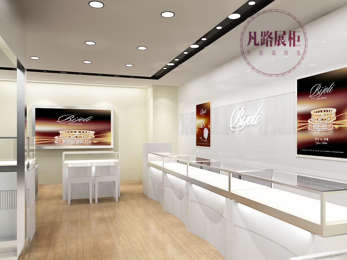 White Wooden Display Showcase for Jewelry Brand Store Decor | Funroadisplay