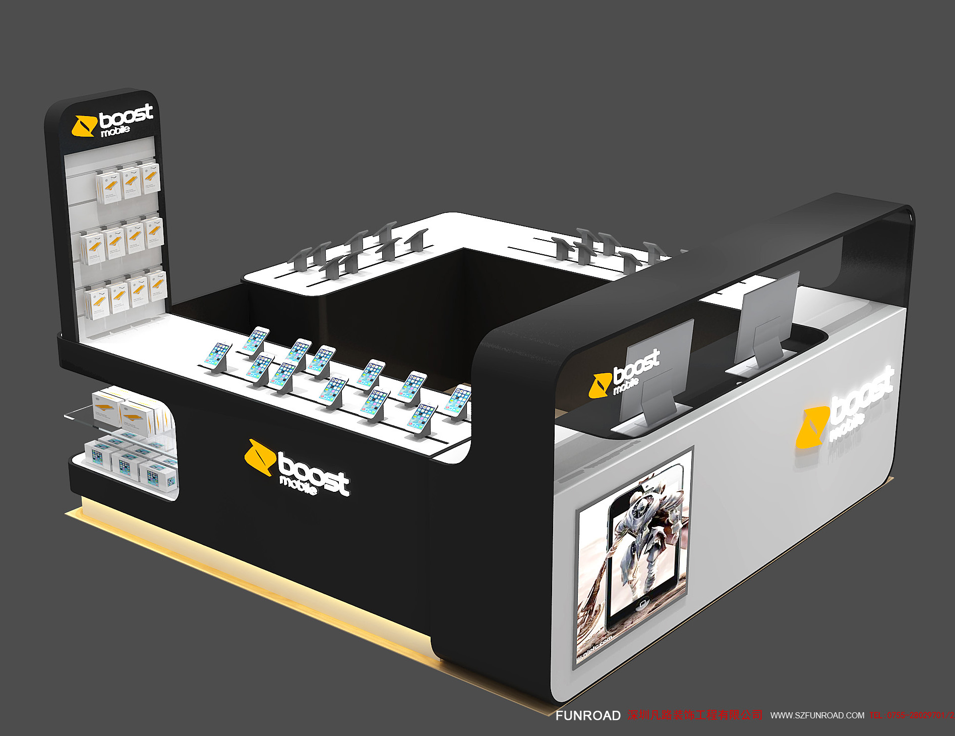 Wooden Display Counter for Phone Retail Store Decor| Funroadisplay