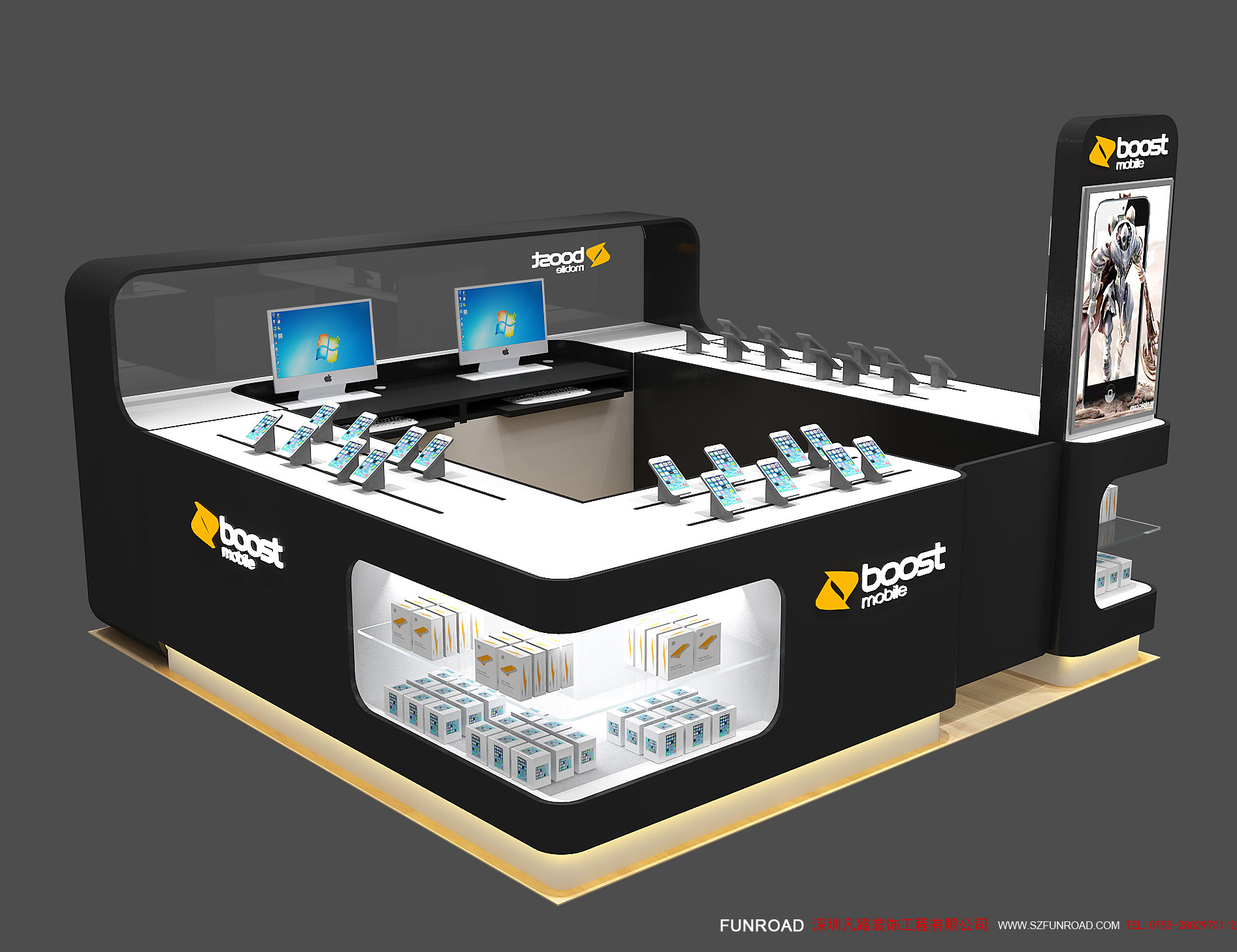 Wooden Display Counter for Phone Retail Store Decor| Funroadisplay