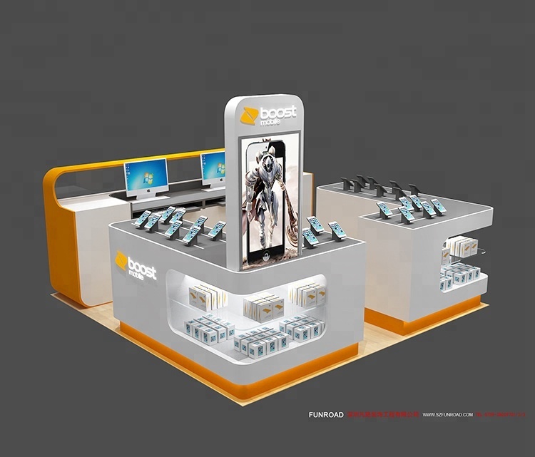 Shopping centre mobile phone accessory kiosk design with retail store ...