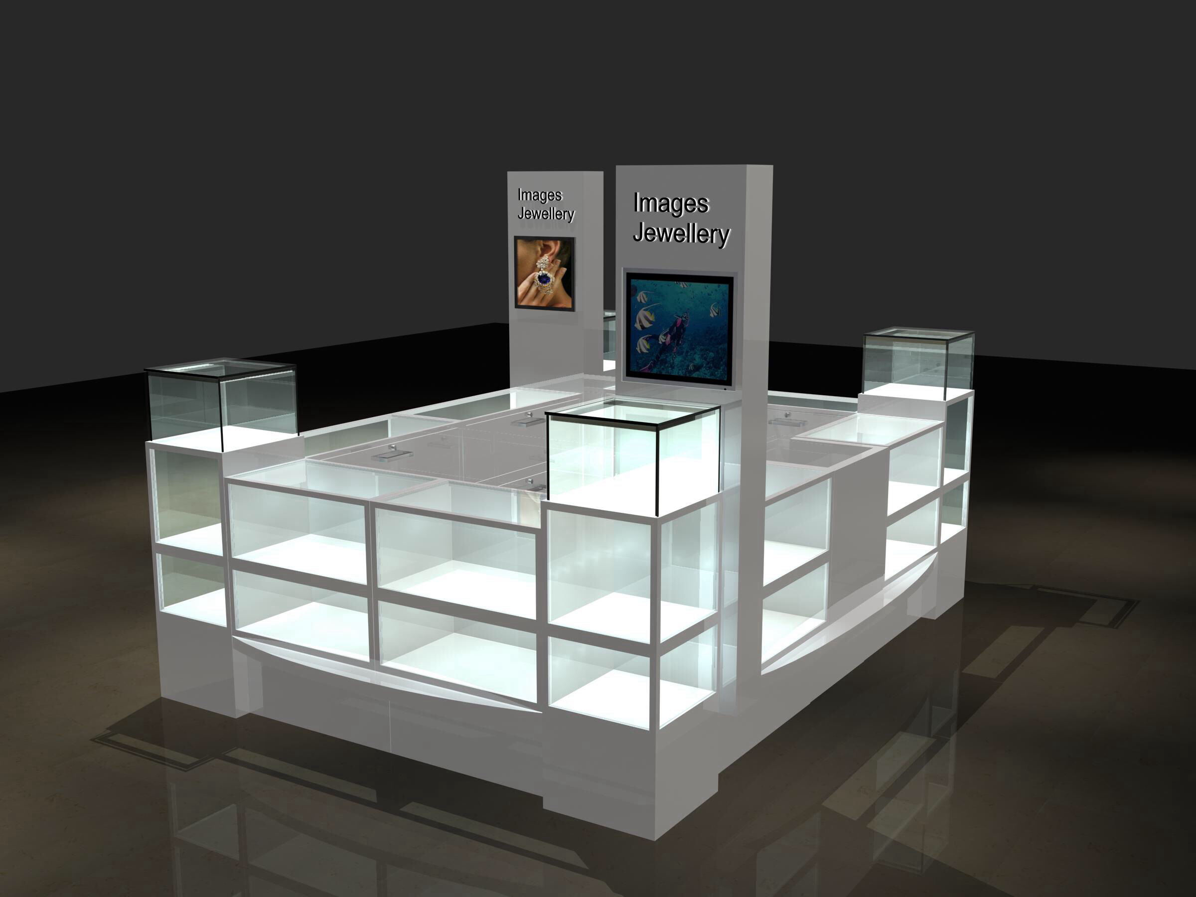 For Shopping Mall Jewelry Display Showcase with LED Light | Funroadisplay