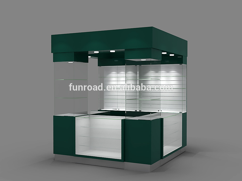 Retail Customized Wooden Glass Cell Phone Showcase Kiosk | Funroadisplay