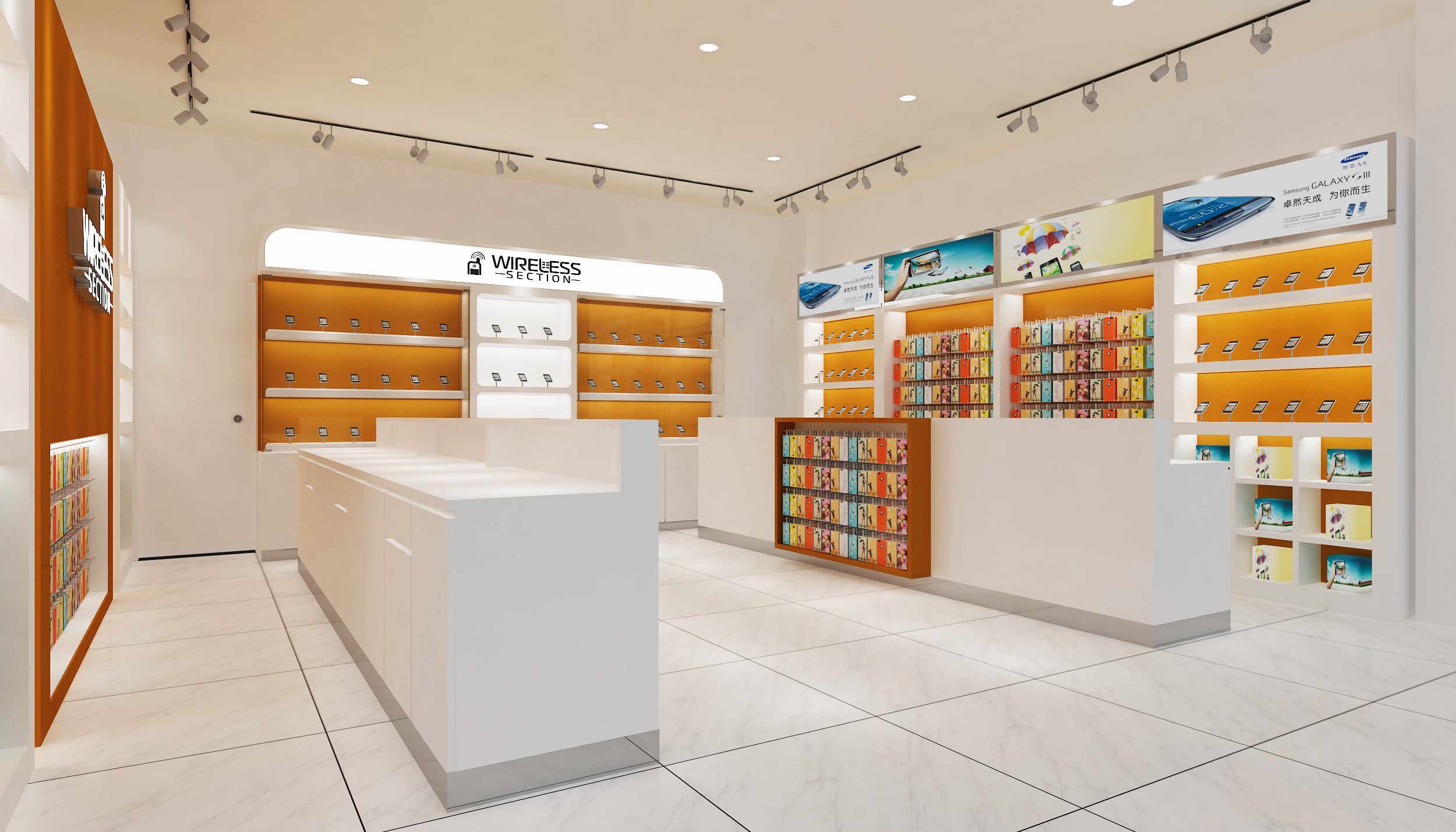 cell phone repair counter display showcase modern phone accessories ...