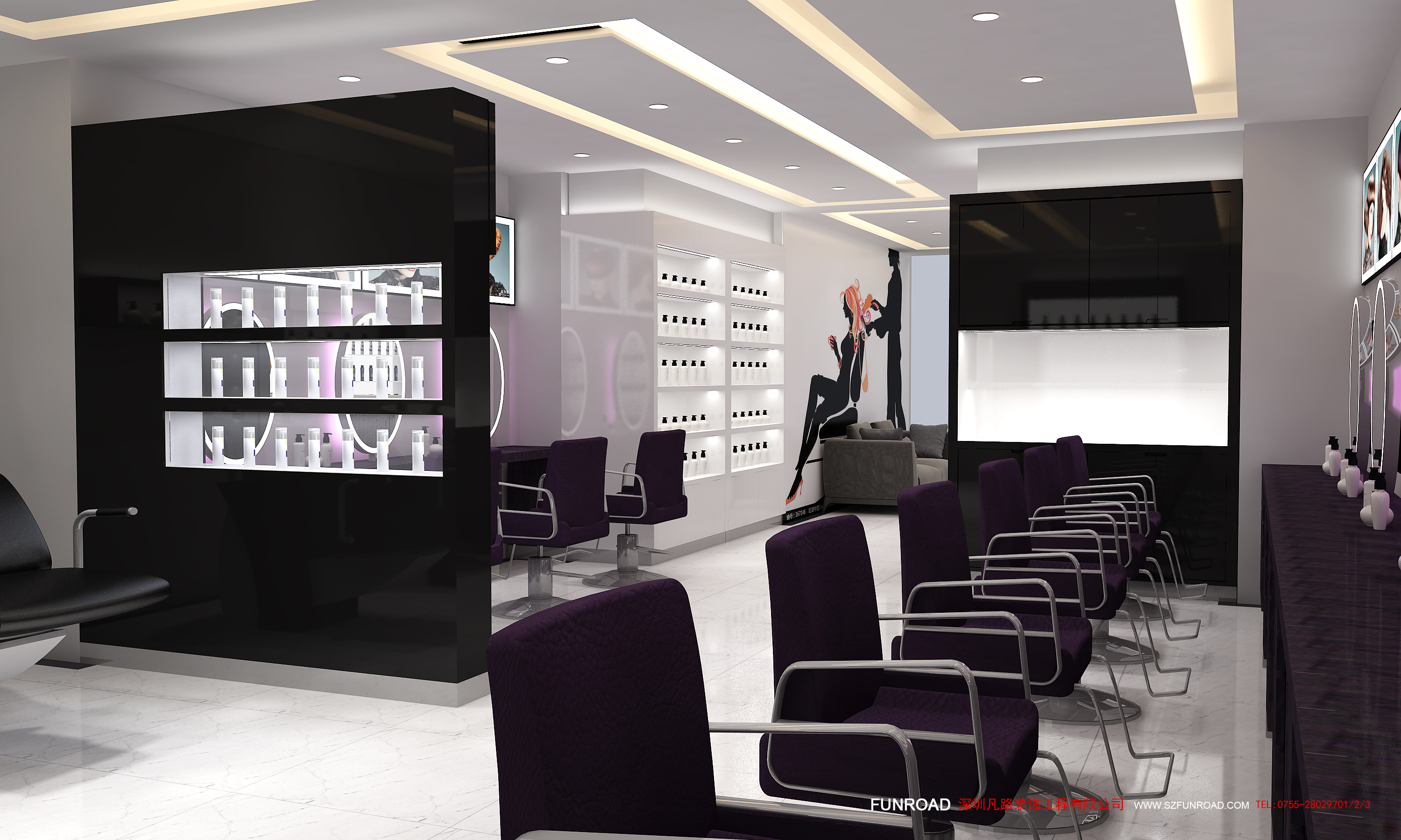 High Quality Hair Salon Display Cabinet with Brow Bar | Funroadisplay