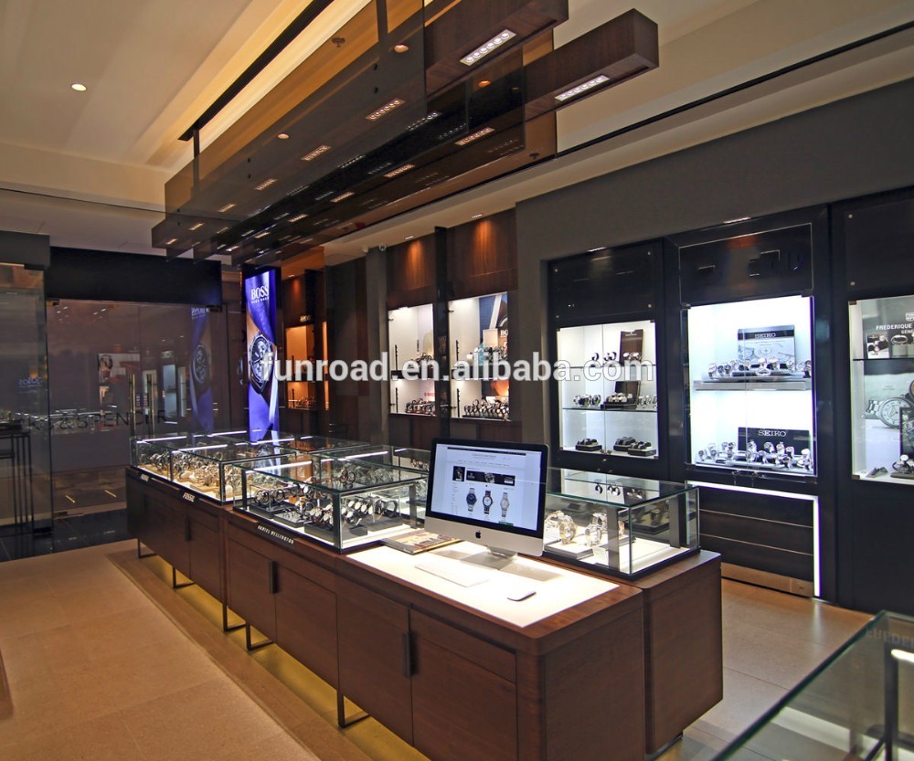 Wooden Watch Display Counter for Brand Watch Shop Design | Funroadisplay