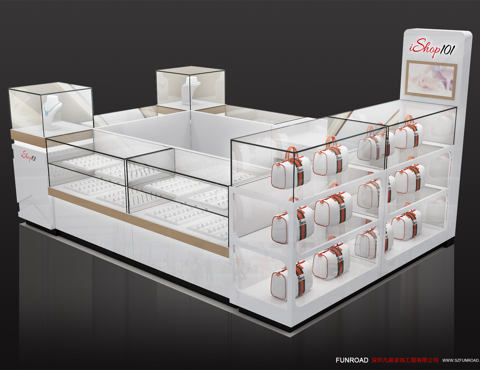 Stylish Wooden Showcase for Jewelry Display Cabinet | Funroadisplay