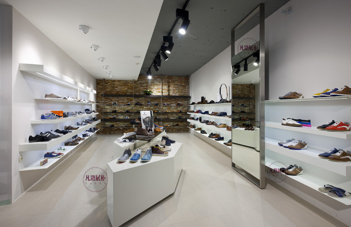 White Solid Wooden Painted Shoe Showcase Shop Decoration | Funroadisplay