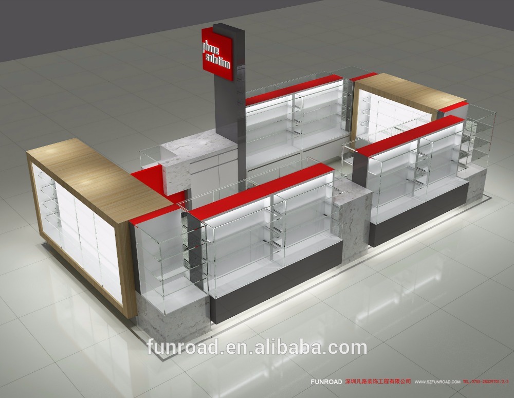 Customized Glass Cell Phone Kiosk with Mobile Phone Repair Counter