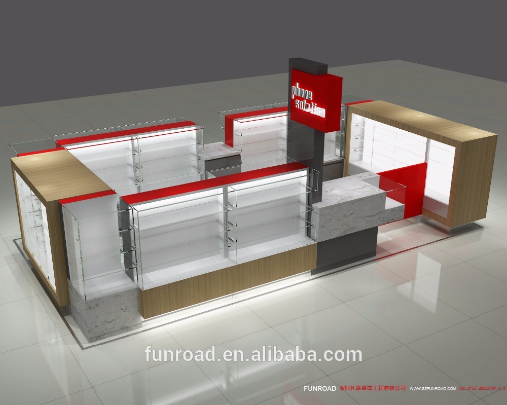 Customized Glass Cell Phone Kiosk with Mobile Phone Repair Counter