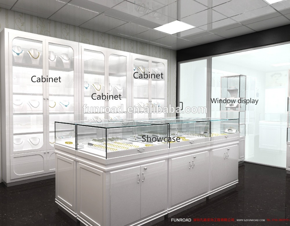 Customized Jewelry Showcase with Glass Display Case | Funroadisplay