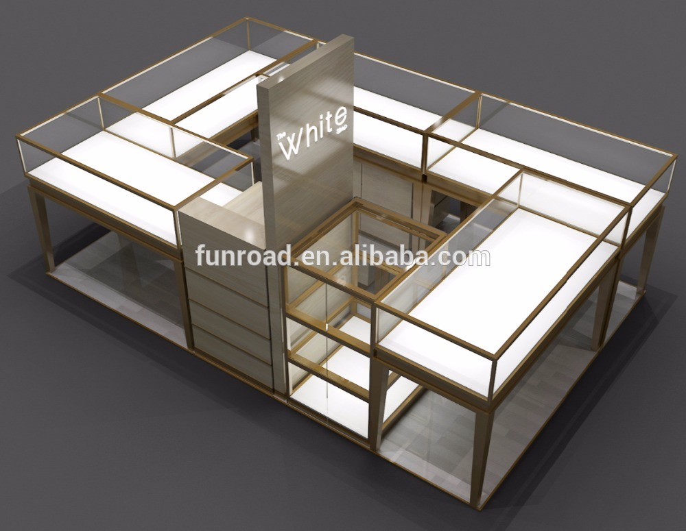 Retail Customized Jewelry Showcase Display with Metal Frame Design