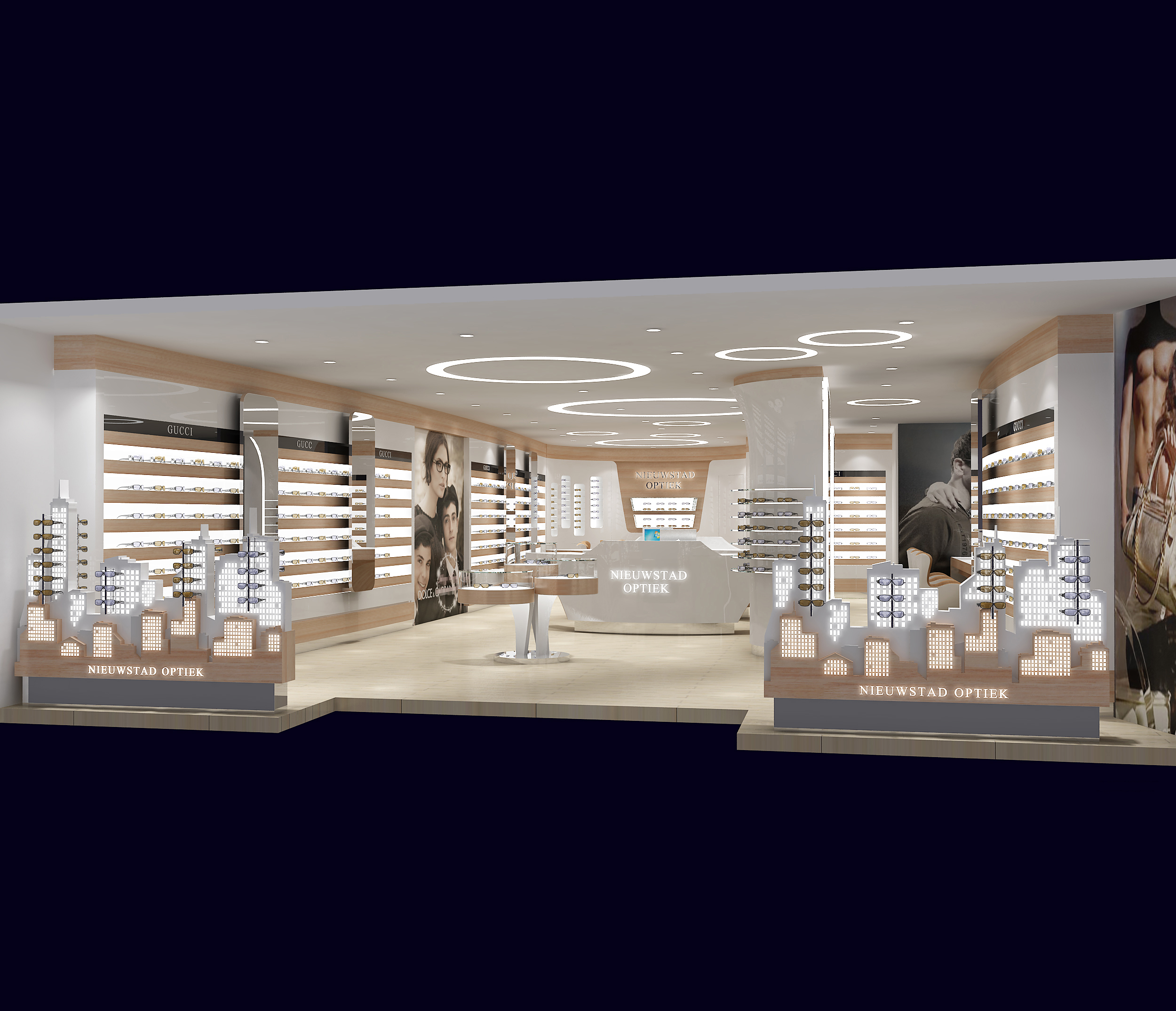 Luxurious optical shop counter glasses display showcase for optical ...