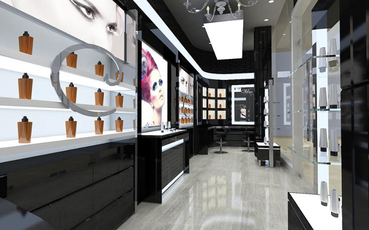 Black Design Cosmetic Showcase Counter for Beauty Shop Decor ...