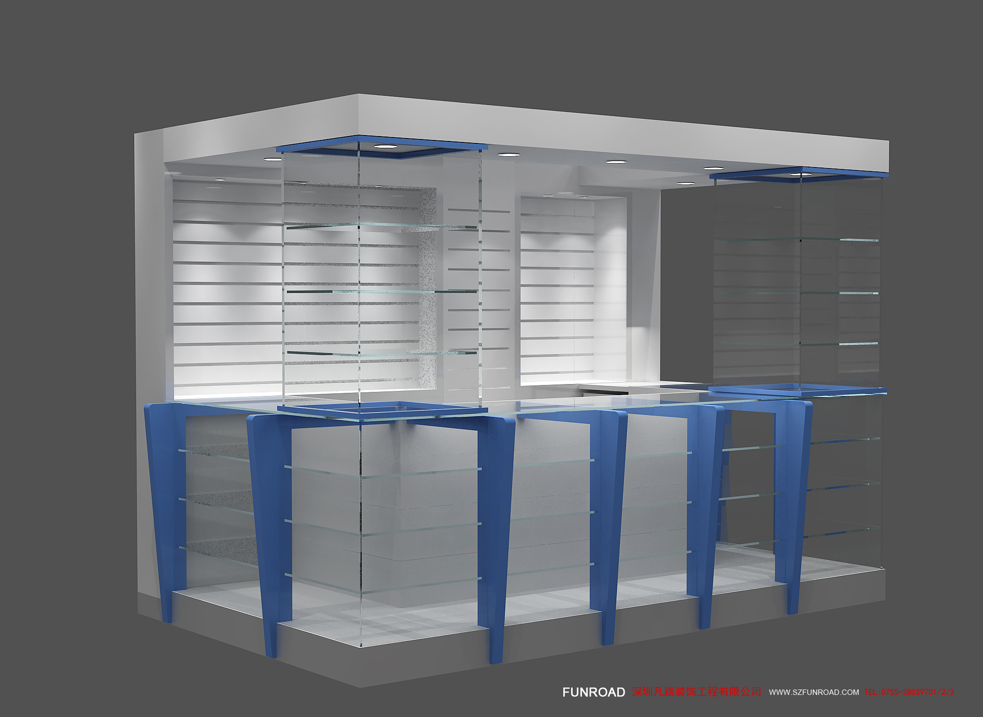 Wholesale Jewelry showcase display with led light strip