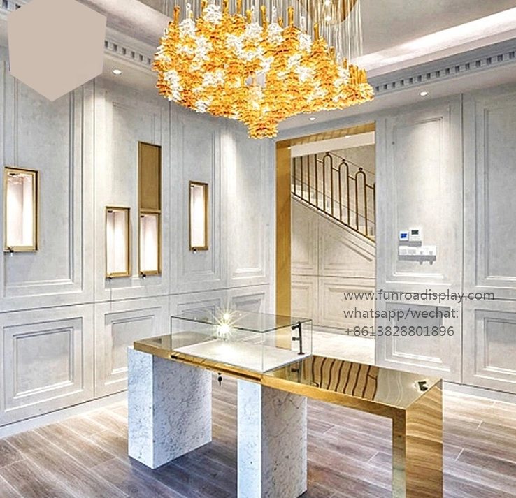 Elegant counter design glass jewelry showroom display counter supplier ...