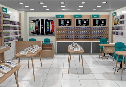 Popular design mobile phone store display shelf furniture wall display ...