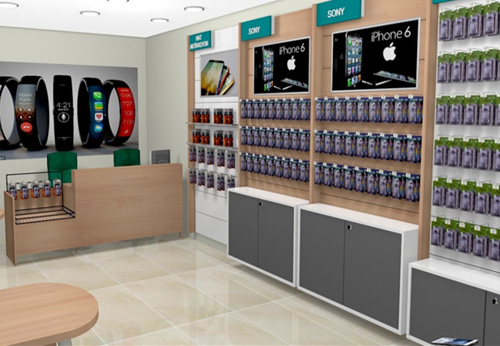 Popular design mobile phone store display shelf furniture wall display ...