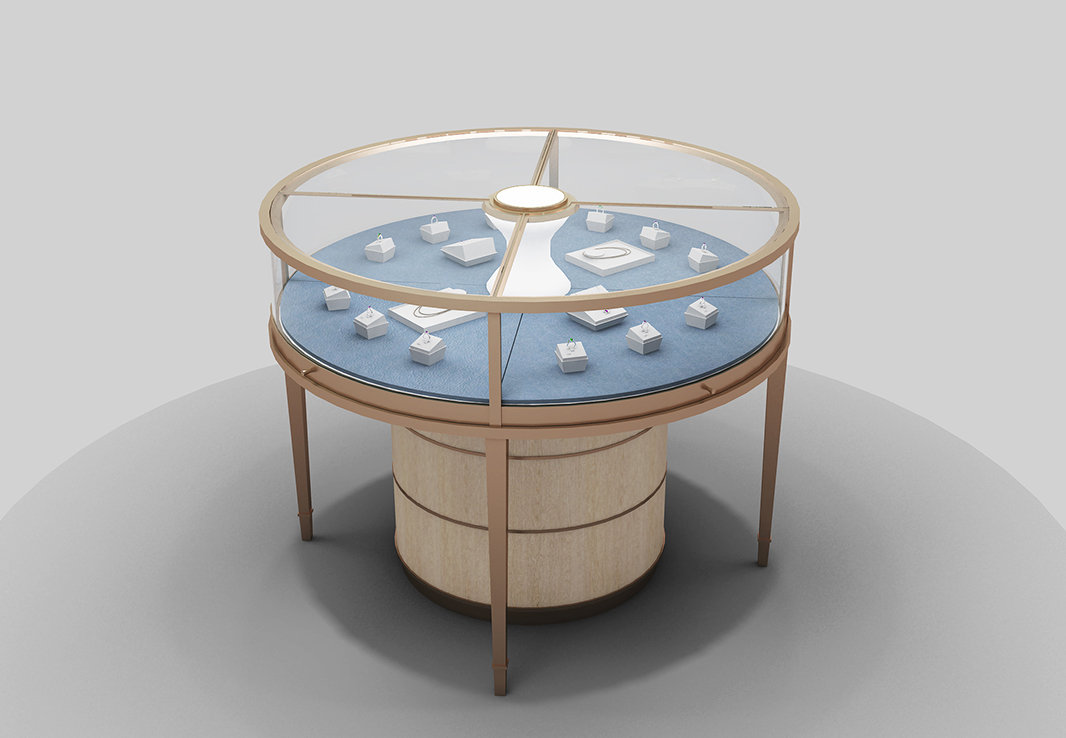 Round design jewelry display cabinet for Jewelry Shop Interior Showcase