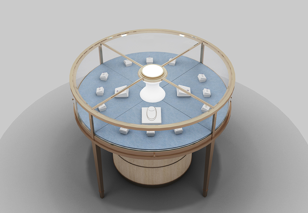 Round design jewelry display cabinet for Jewelry Shop Interior Showcase