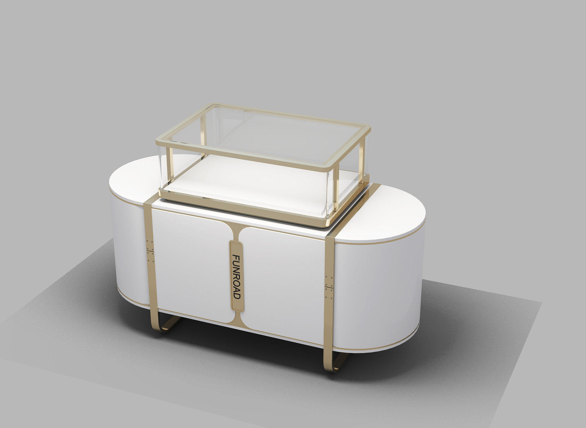 White Plywood Jewelry Display Showcase For Jewelry Store