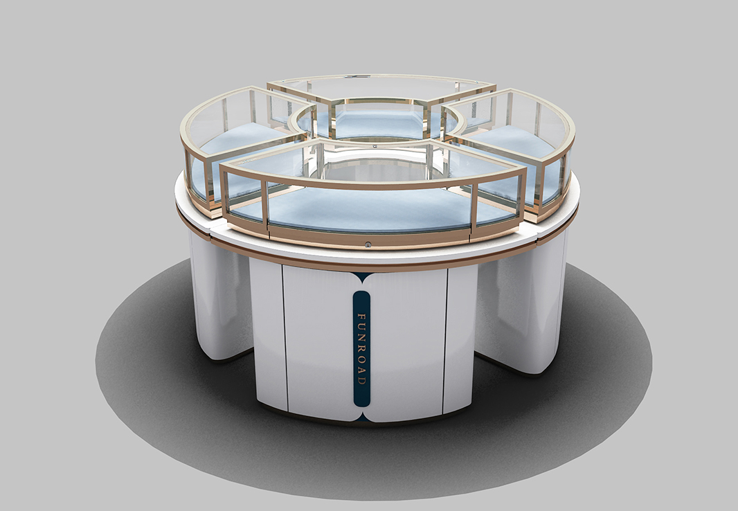 Funroad Necklace ring round display counter glass showcase display cabinet
